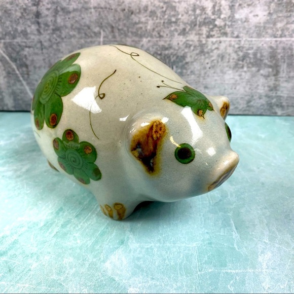 Talavera | Accents | Mexican Talavera Green Floral Pig Pottery Figurine ...